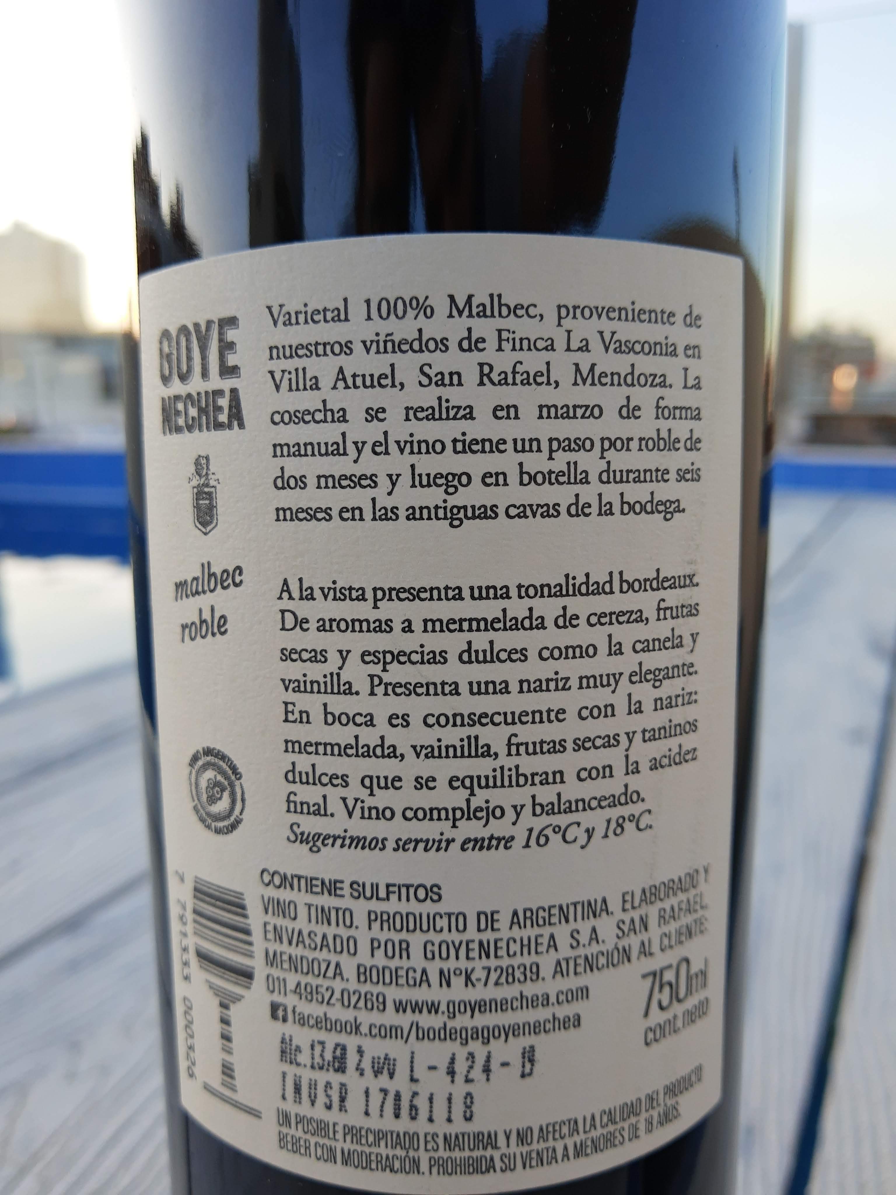 Goye Malbec Roble 2019 – Bodega Goyenechea – GPS VINOS